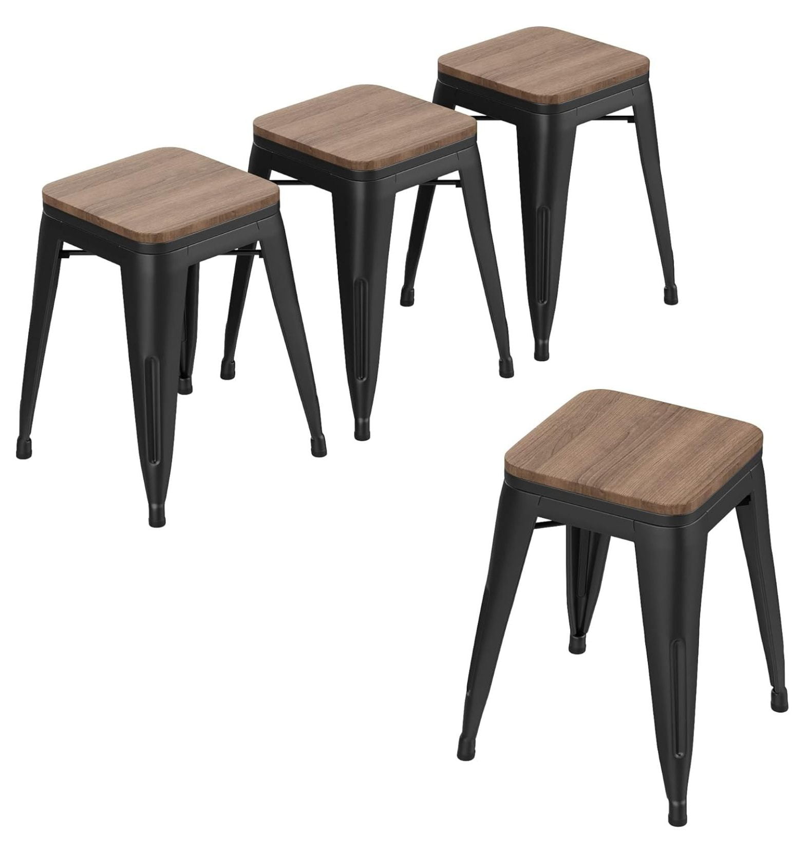 Killeryuki Modern Industrial Metal Stool Classroom Stools with Wooden ...