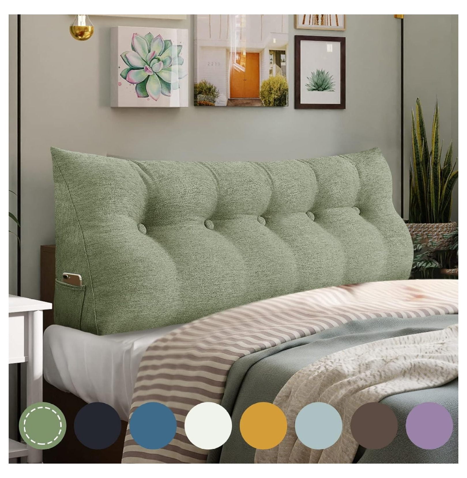 Killeryuki Multifunctional Upholstered Headboard Pillow , Button Tufted ...