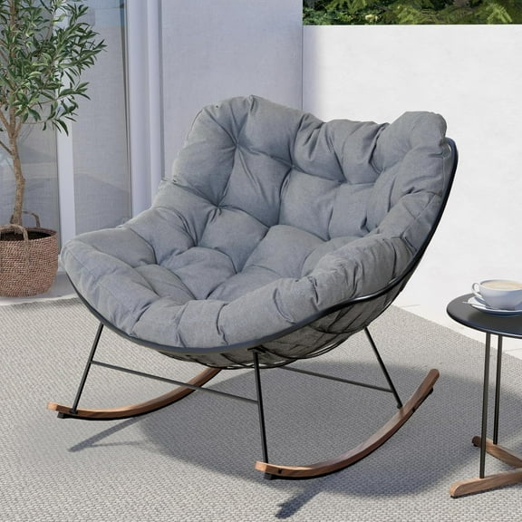 BizChair Contemporary Rocking Chair, All-Weather HDPE Indoor/Outdoor ...