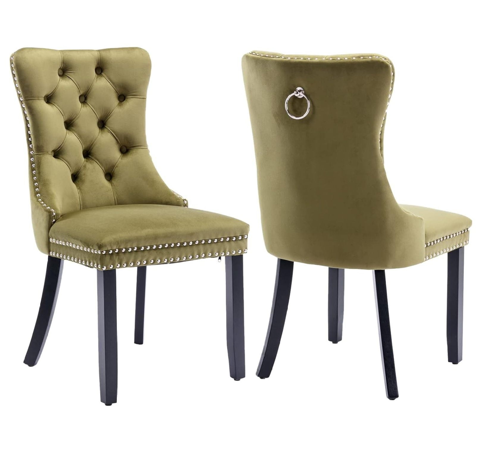 Killeryuki Set of 2, Upholstered Dining Room Chairs with Back Ring Pull ...