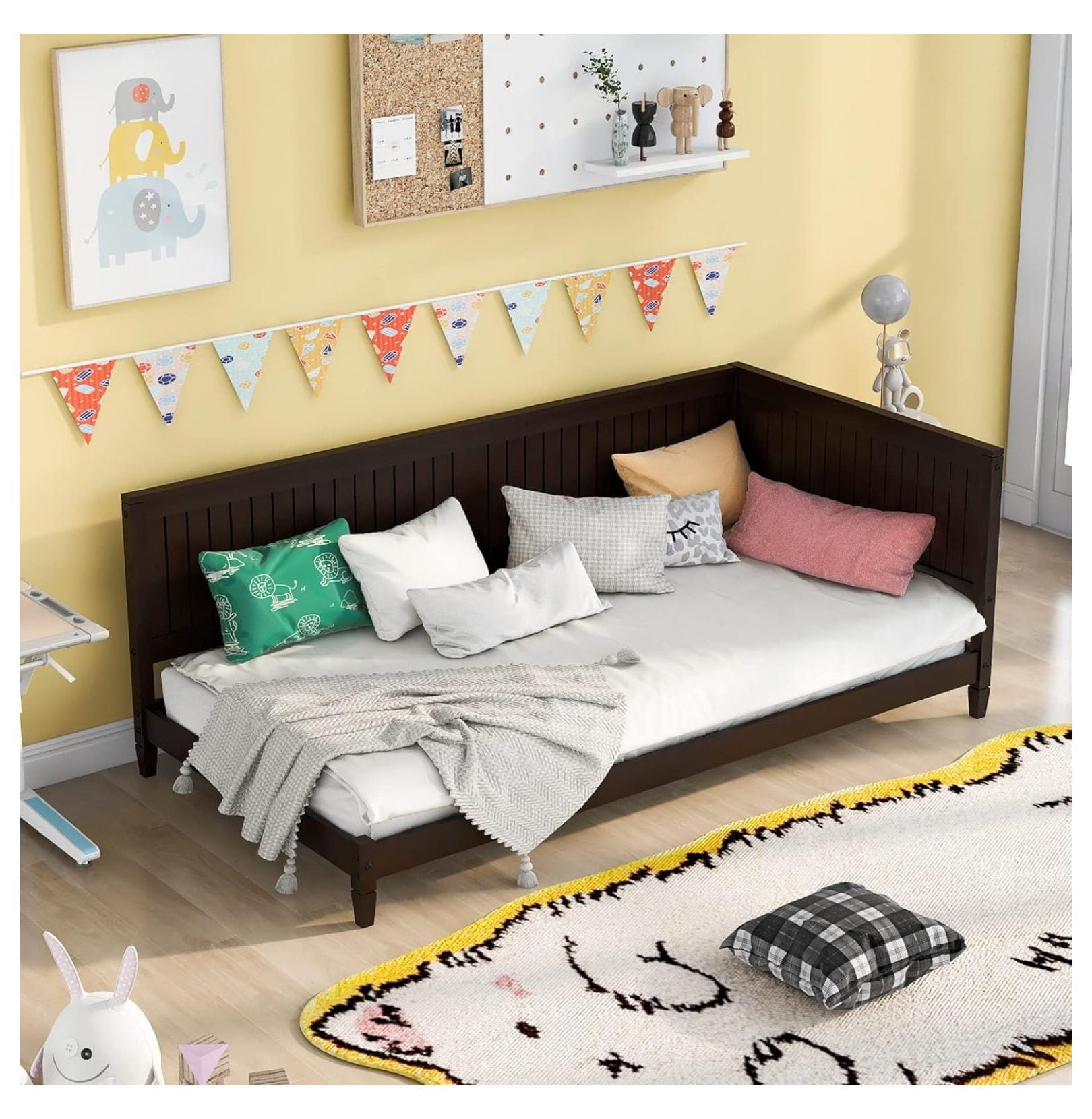 Killeryuki Size Daybed, Wood Low Bed Frame with Headboard and Sideboard ...