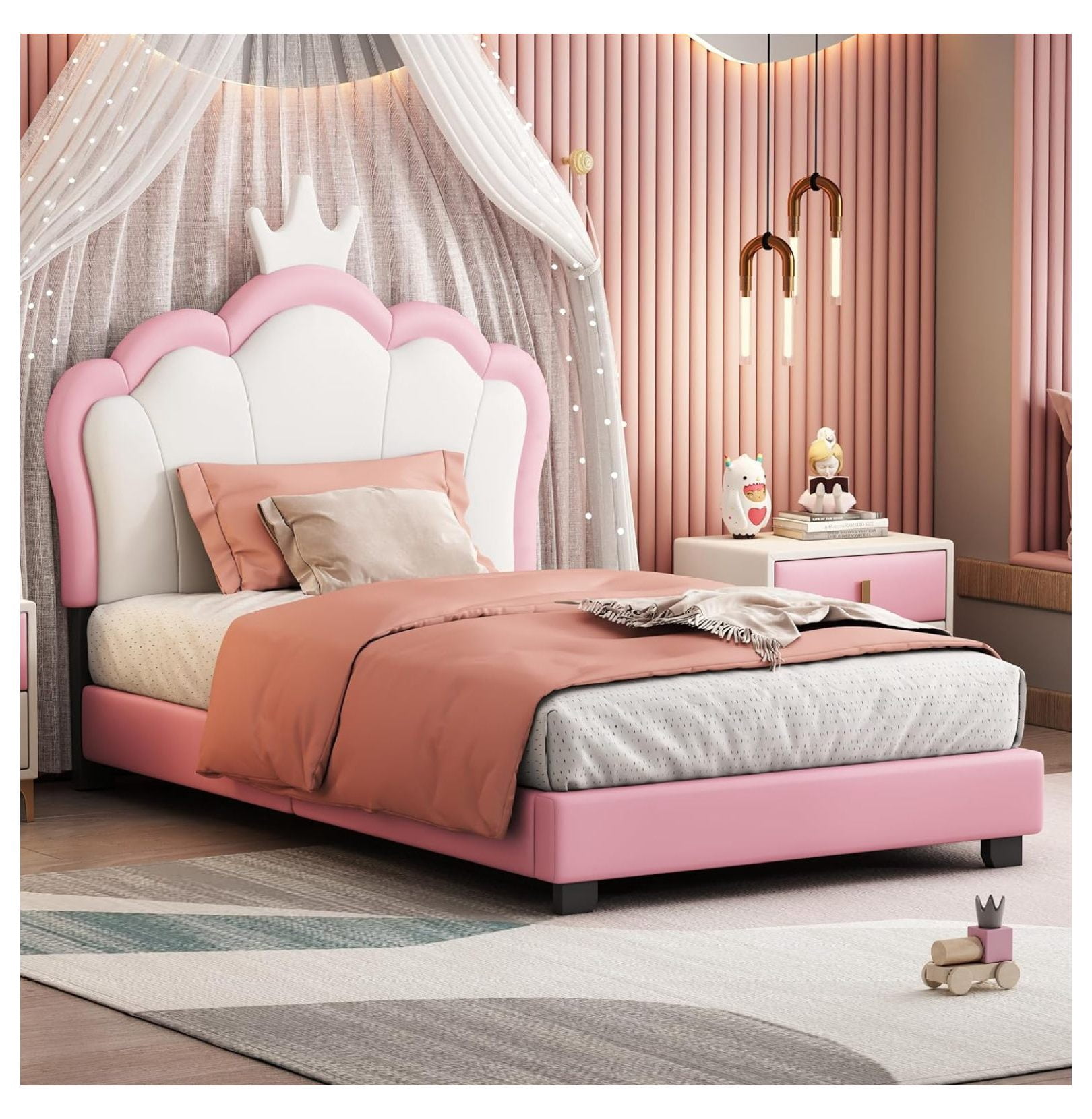 Killeryuki Size Upholstered Platform Bed, Wood Platform Bed Frame with ...