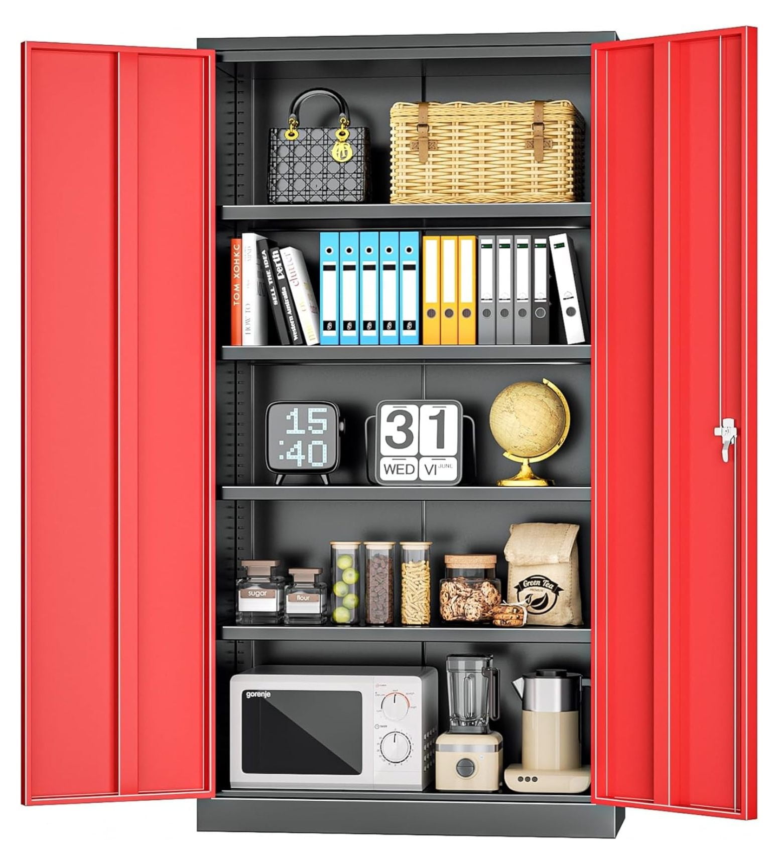 Killeryuki Storage Cabinet, 72”H Garage Steel Locking Cabinet with ...