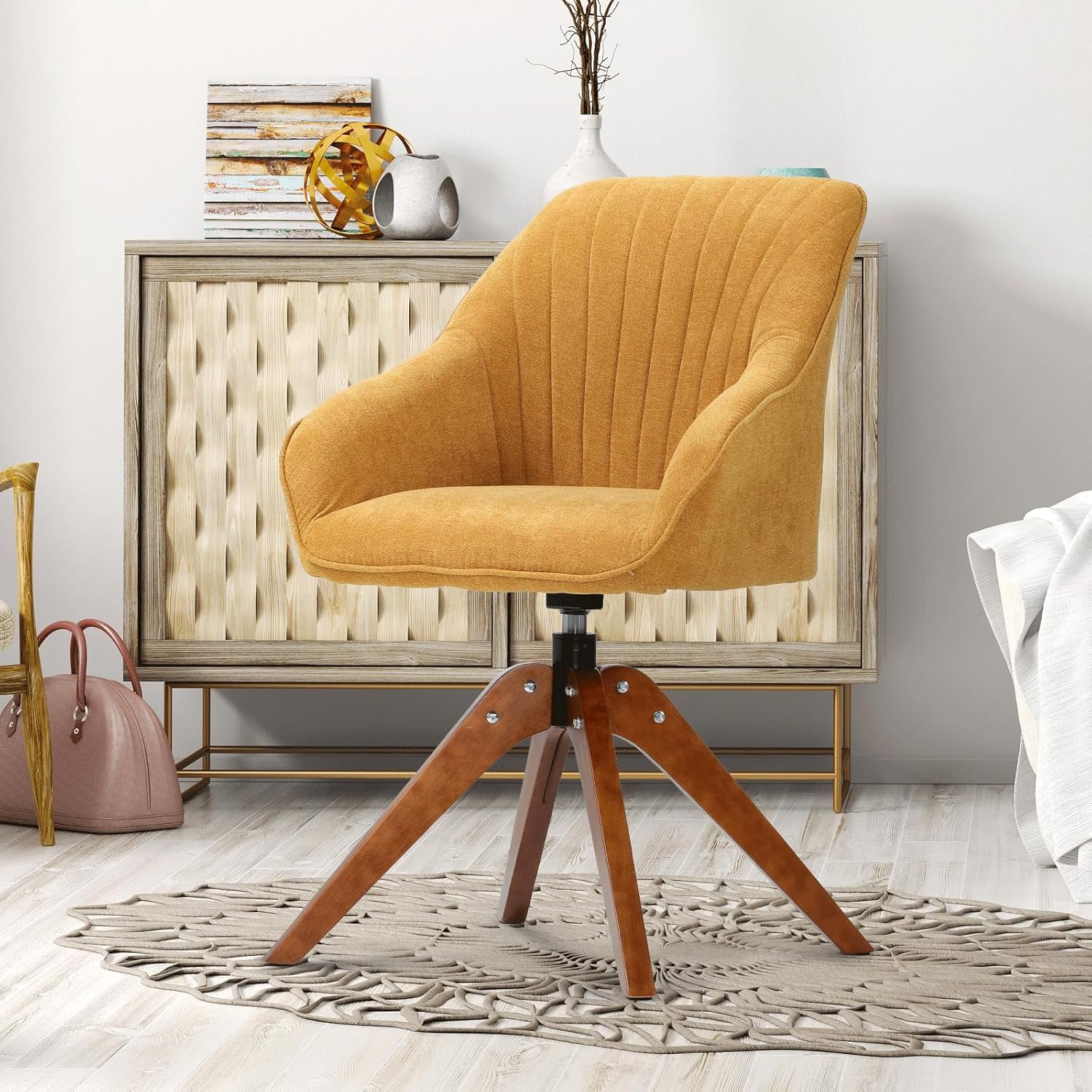 Killeryuki Swivel Accent Chair, 360° Rotating Modern Office Chair with ...