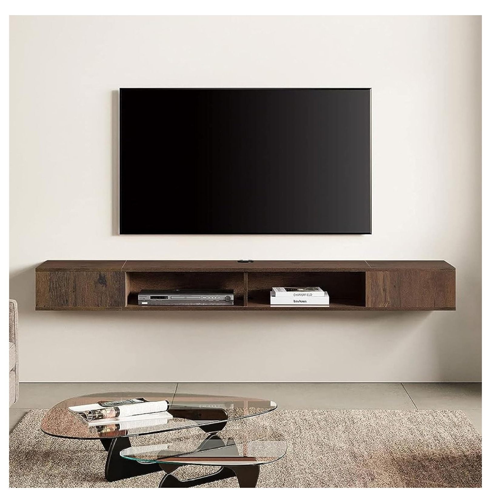 Killeryuki TV Stand with LED Lights for 65/70/75 inch TVs, Wall Mounted ...