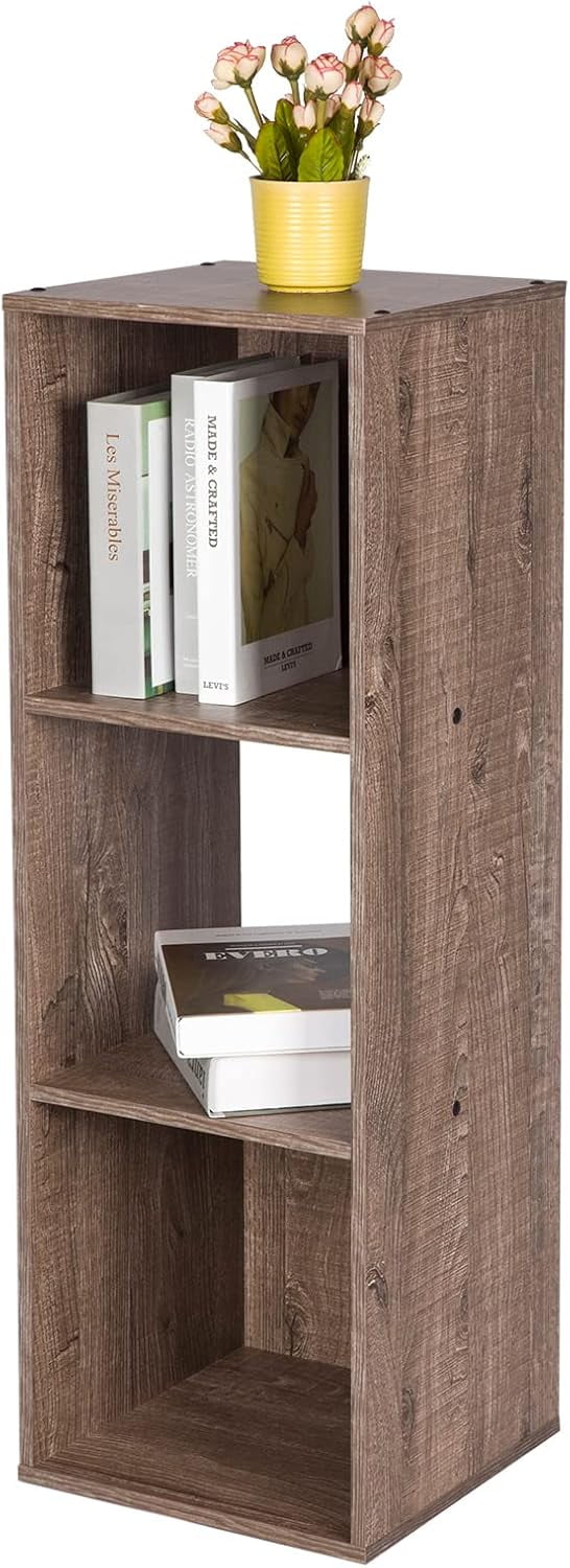 Killeryuki US 3-Tier Open Storage Shelf, Espresso Modern Cubby ...