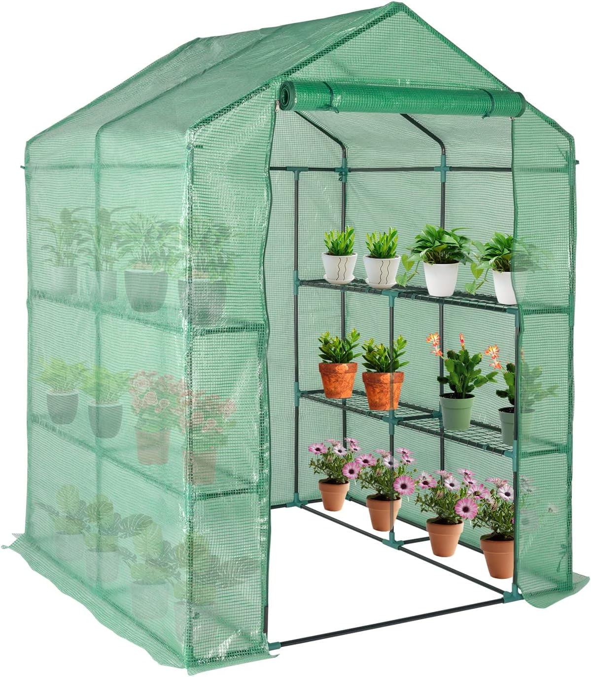 Killeryuki Walk-in Greenhouse, Outdoor Durable PE Plant Green House for ...