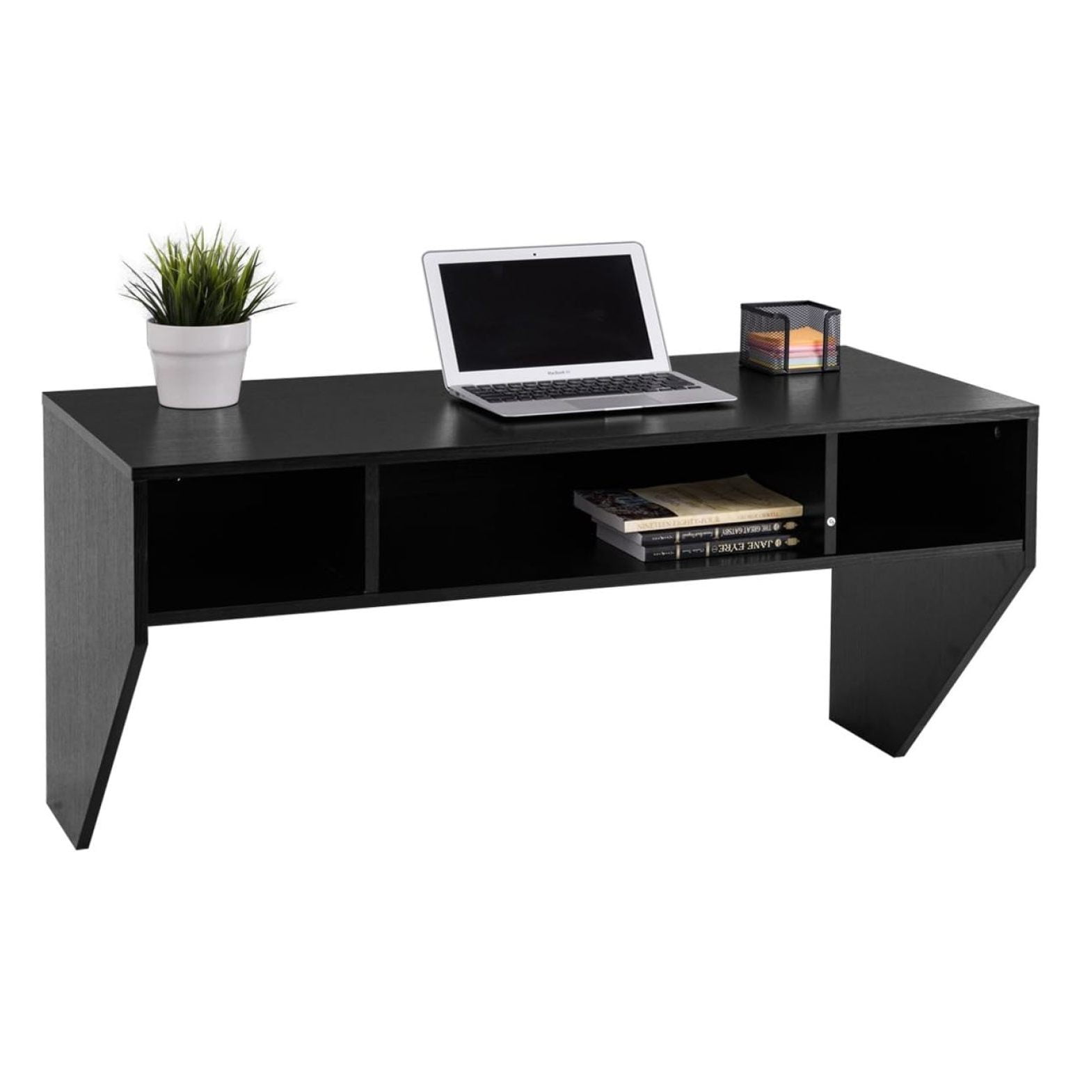 Killeryuki Wall Mounted Floating Computer Desk with Storage Shelves for ...