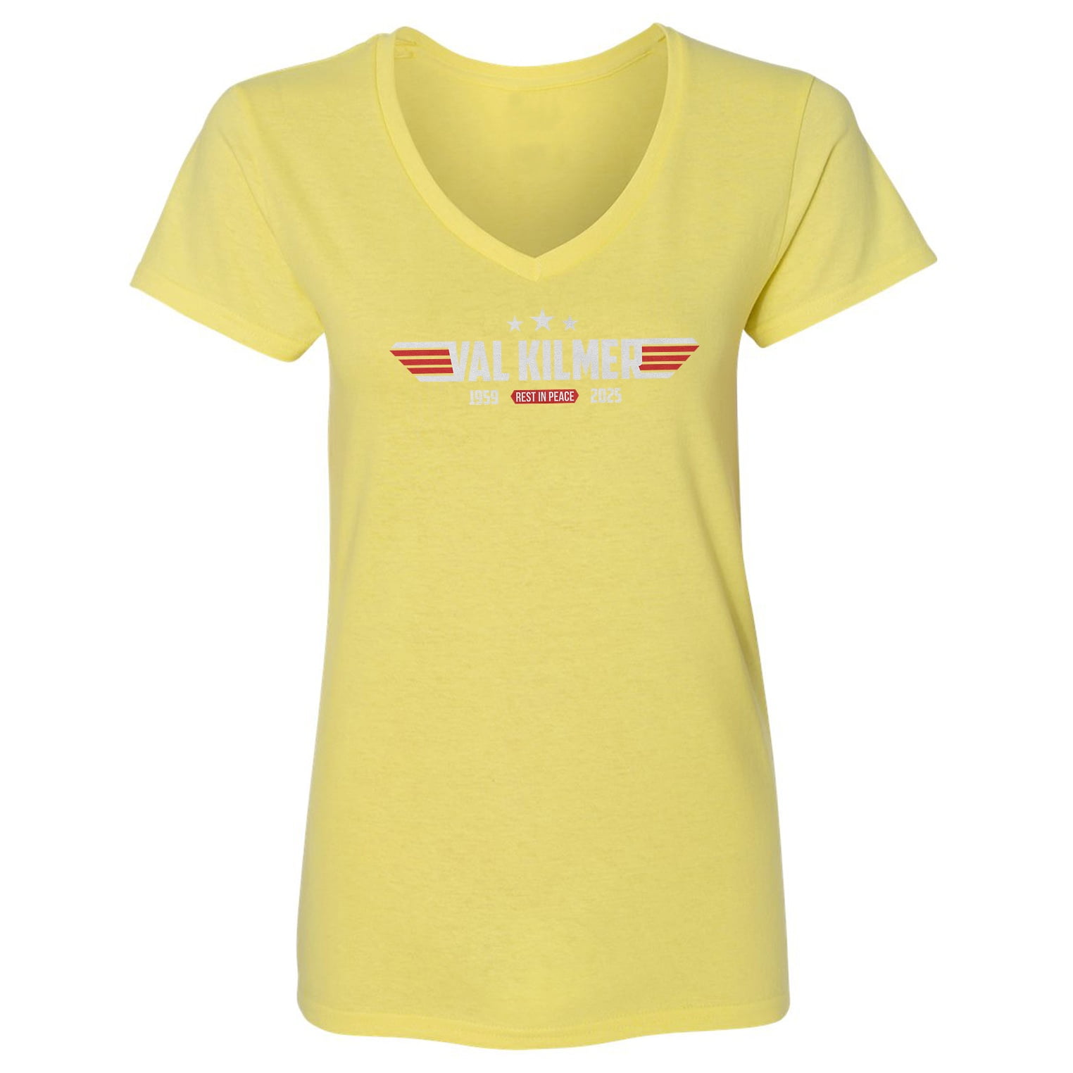 Kilmer Top Actor Tribute Design - RIP Val 1959-2025 Ladies' V-Neck ...