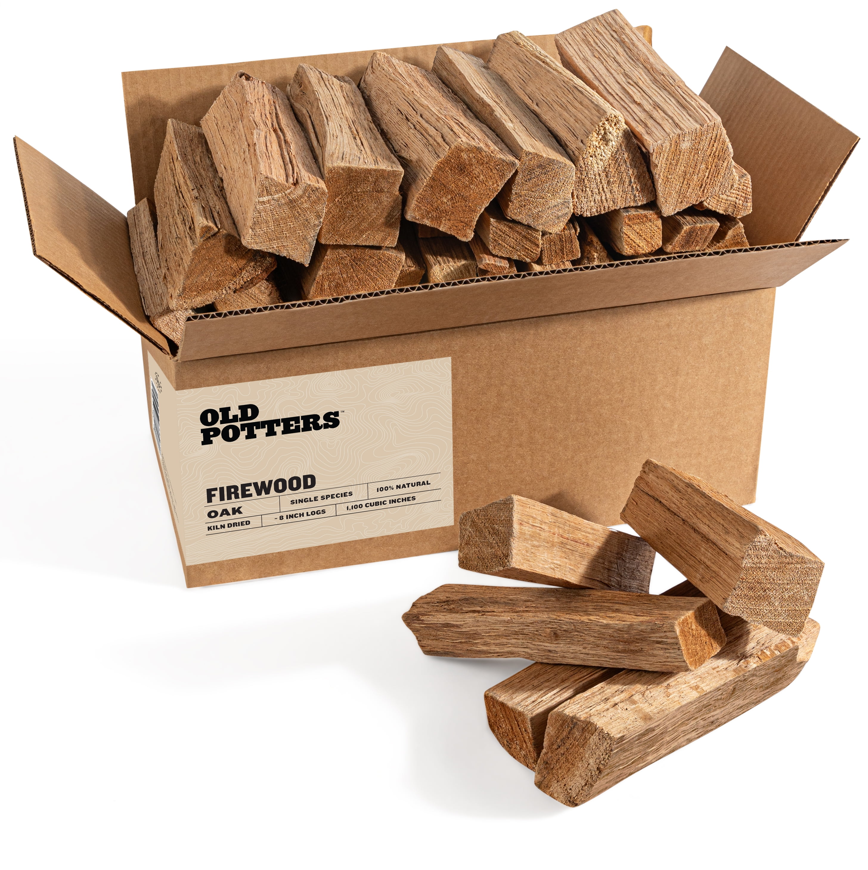 Kiln-Dried Oak Firewood – 1100 Cu. In. (16–18 Logs, 8"x2.5") –Cooking ...