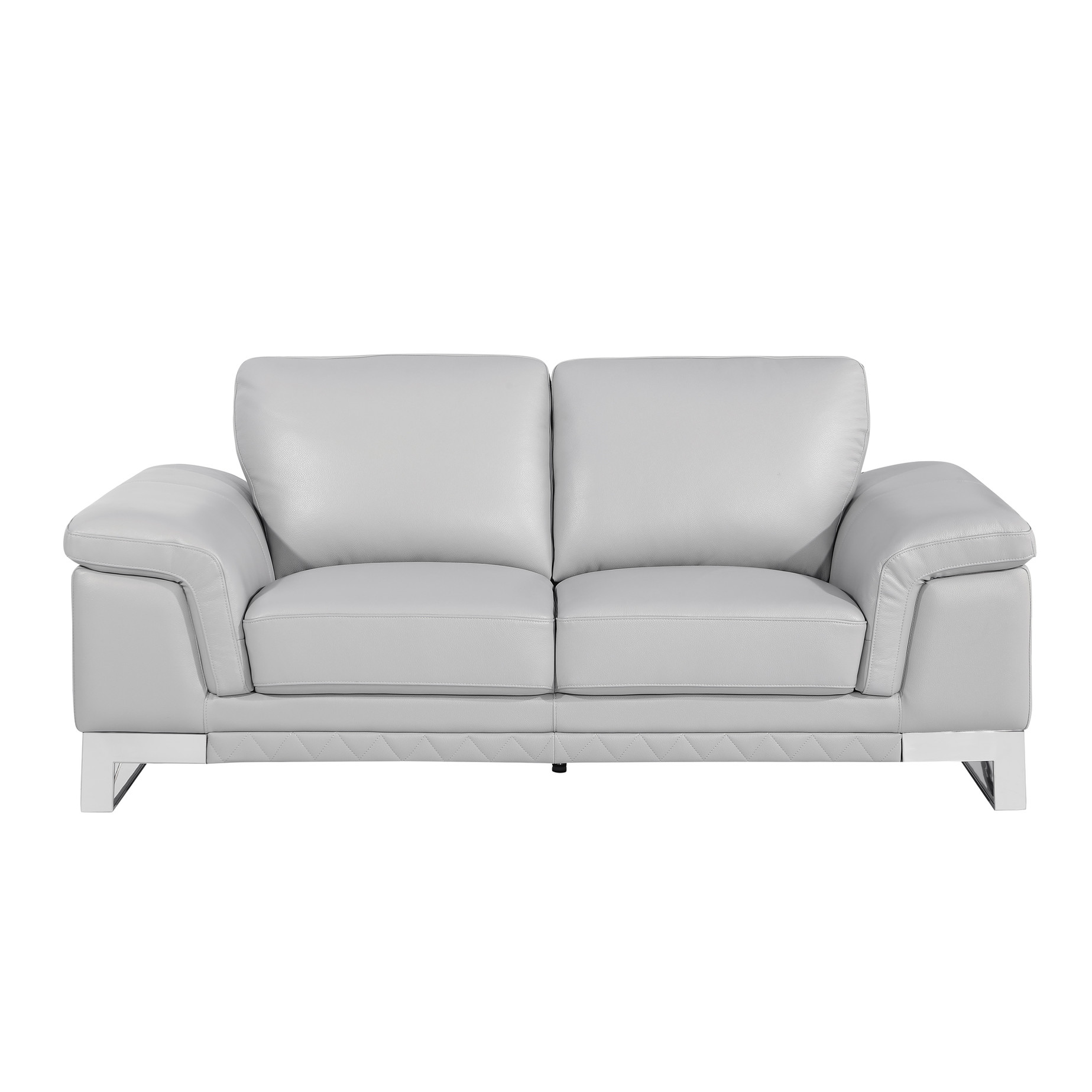 Kiln-dried Frame and Foam Cushioning Loveseat+Light Gray Leather ...