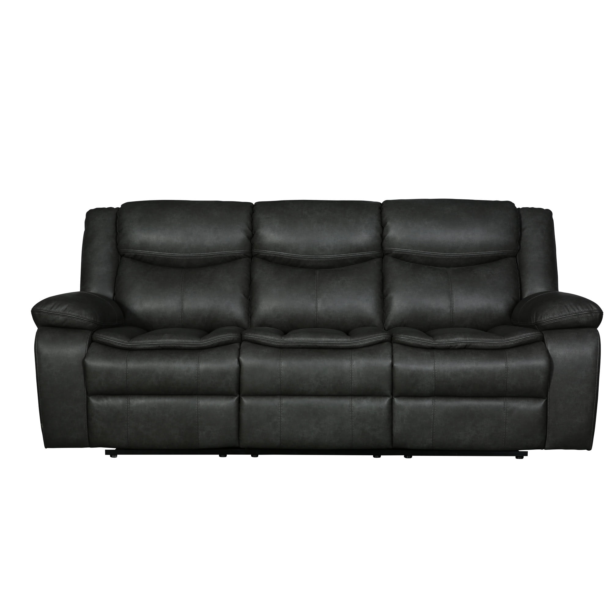 Kiln-dried Hardwood Frame Leather Reclining With Lumbar Support, Gray ...