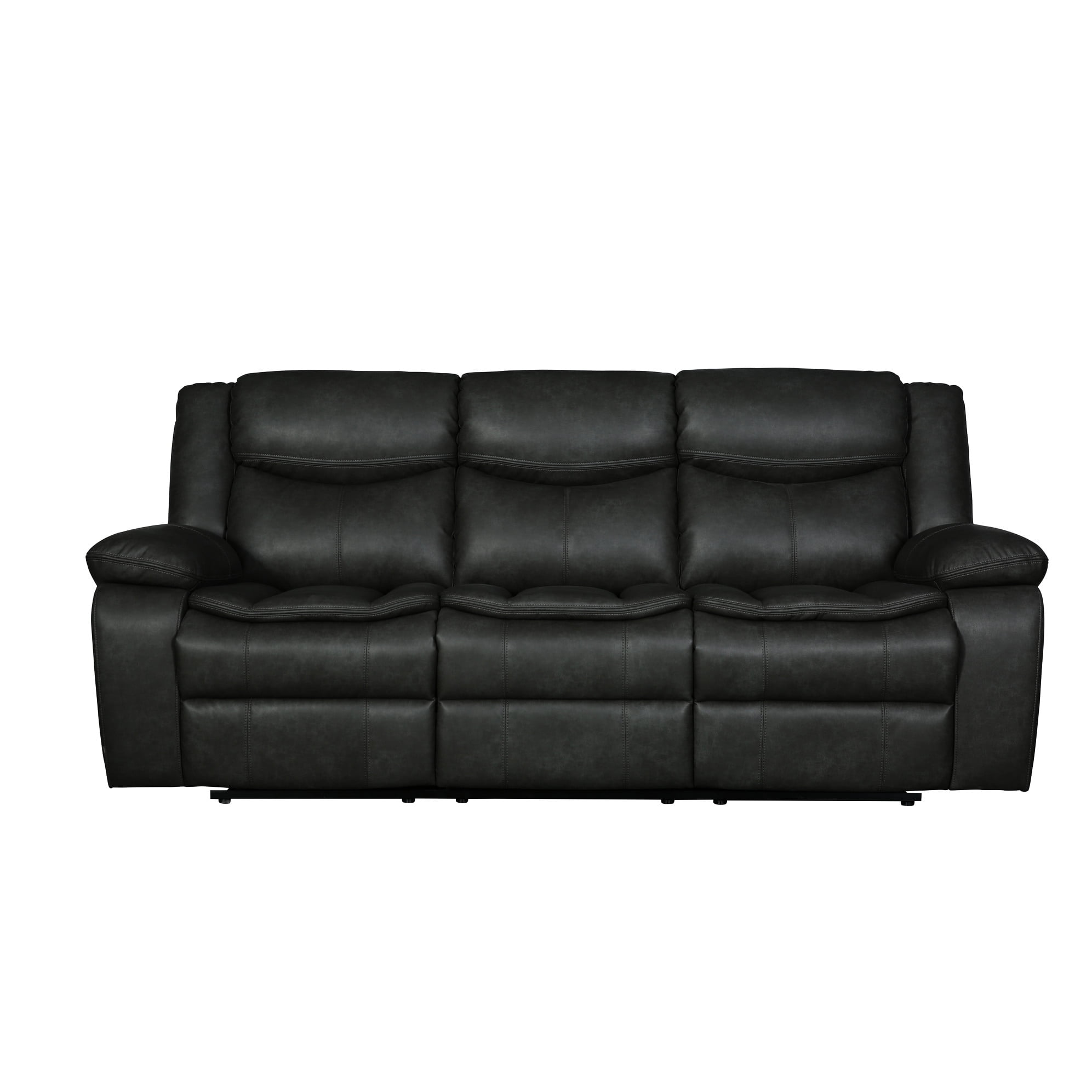 Kiln-dried Hardwood Frame Leather Reclining With Lumbar Support, Gray ...