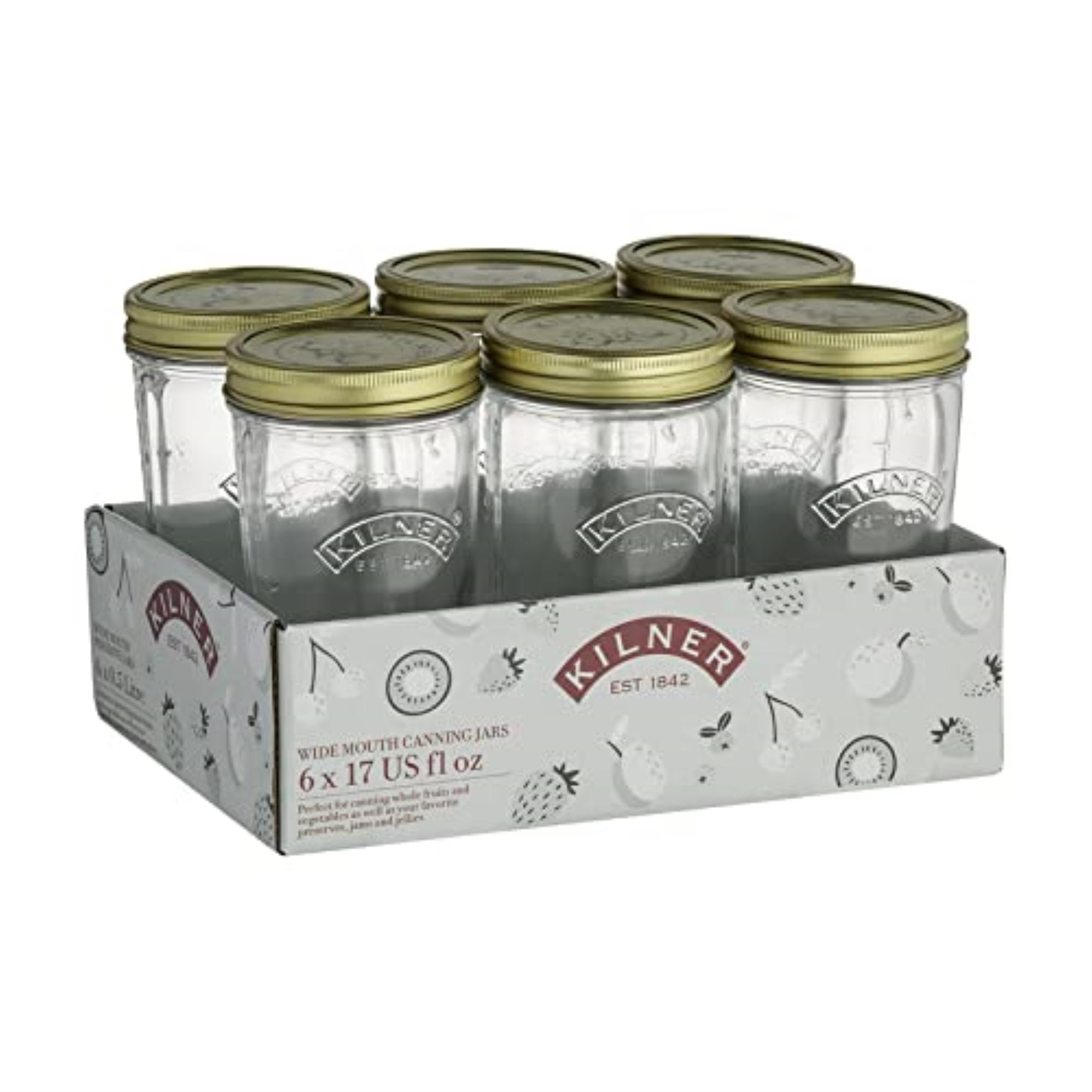 Kilner Wide Mouth Canning Jars (Set of 6) | 17oz - Walmart.com