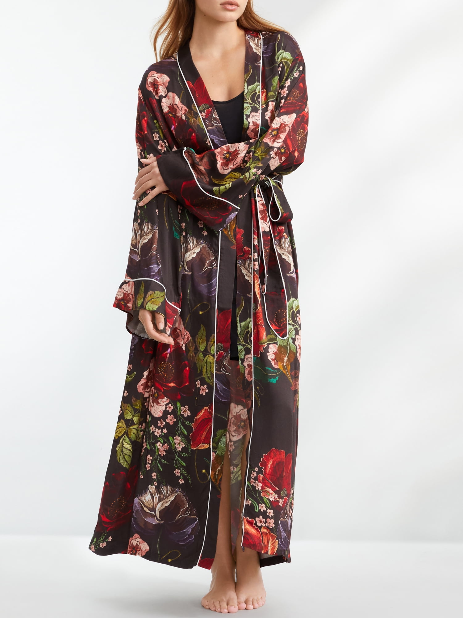 Kilo Brava Womens Midnight Floral Maxi Sateen Robe Style-17011 ...