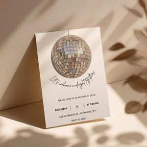 Kiloa 2026 New Year Invitation, Modern Disco Ball Party Invite ...