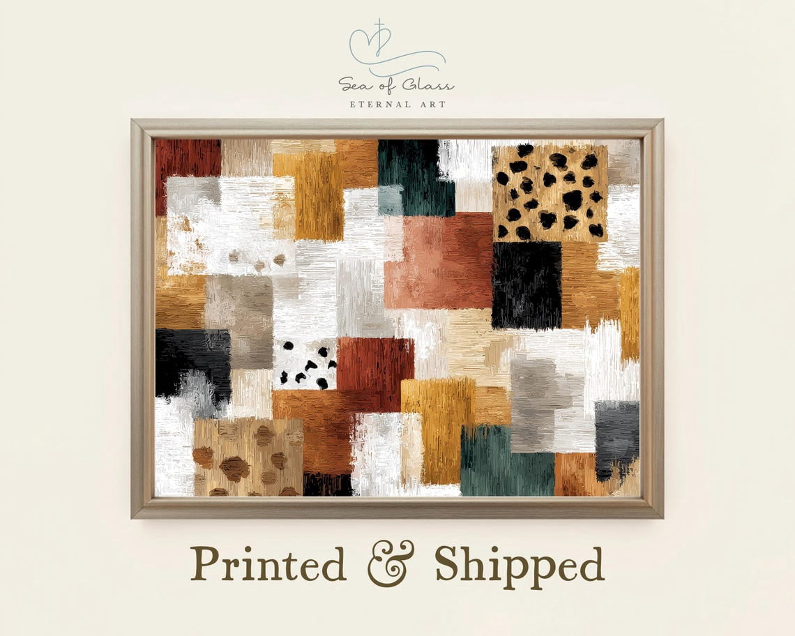 Kiloa Abstract Animal Print Boho Earth Tone Wall Art Poster, 12x18 ...