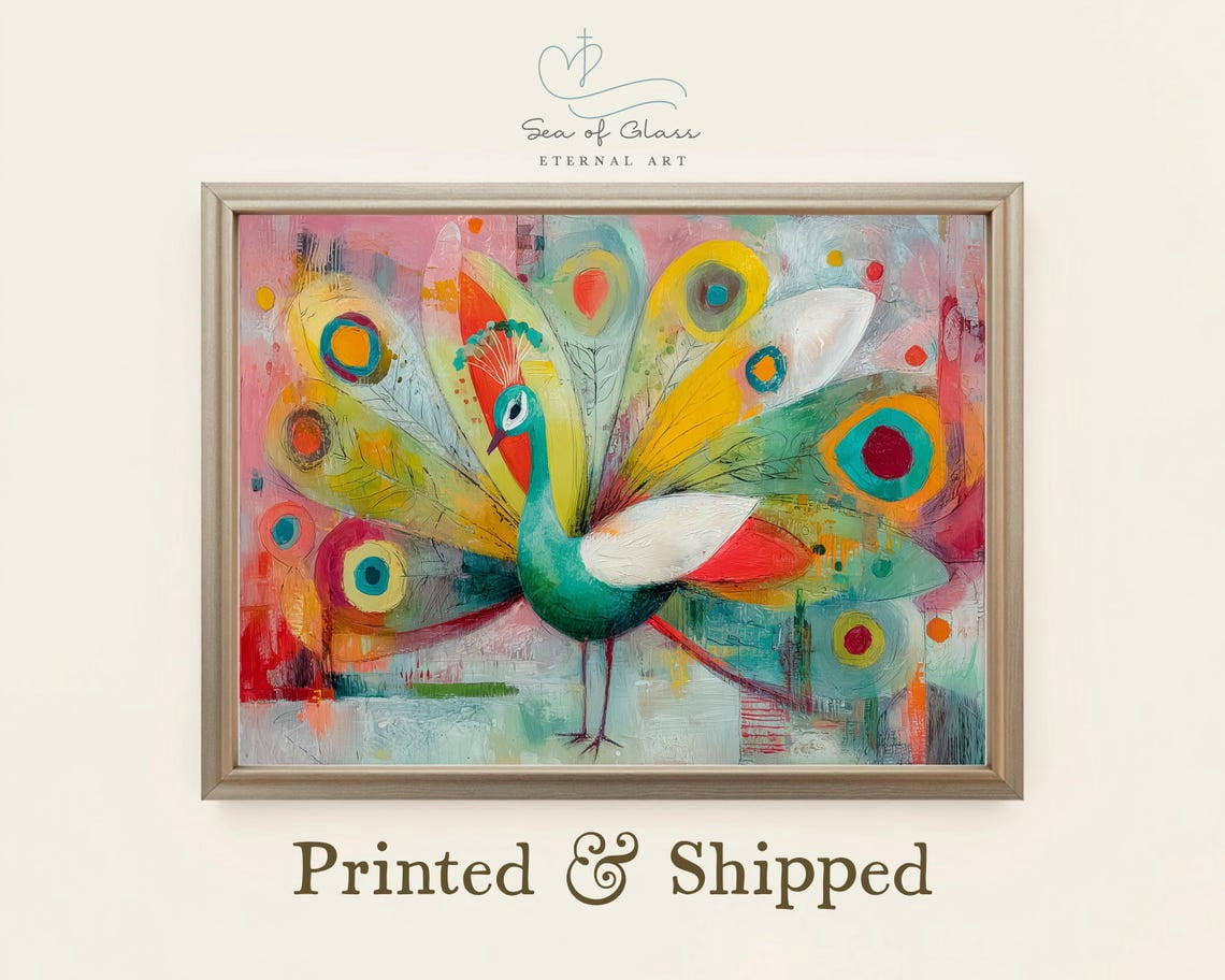 Kiloa Abstract Peacock Modern Boho Wall Art Poster, 12x18 UNFRAMED ...