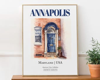Kiloa Annapolis Watercolor Door Minimalist Wall Art Poster, 24x36 ...