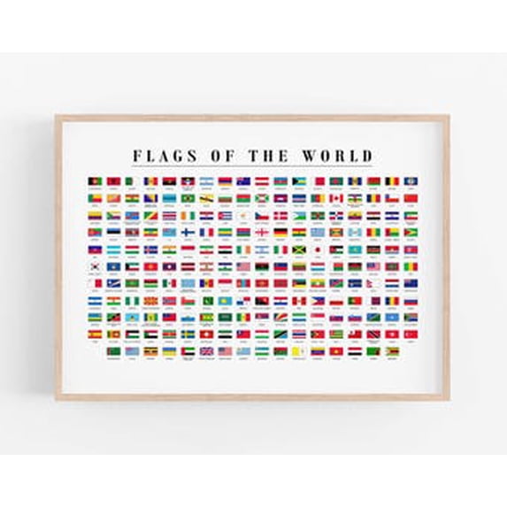 Kiloa Flags of the World Educational Classroom Wall Art Poster, 12x18 ...