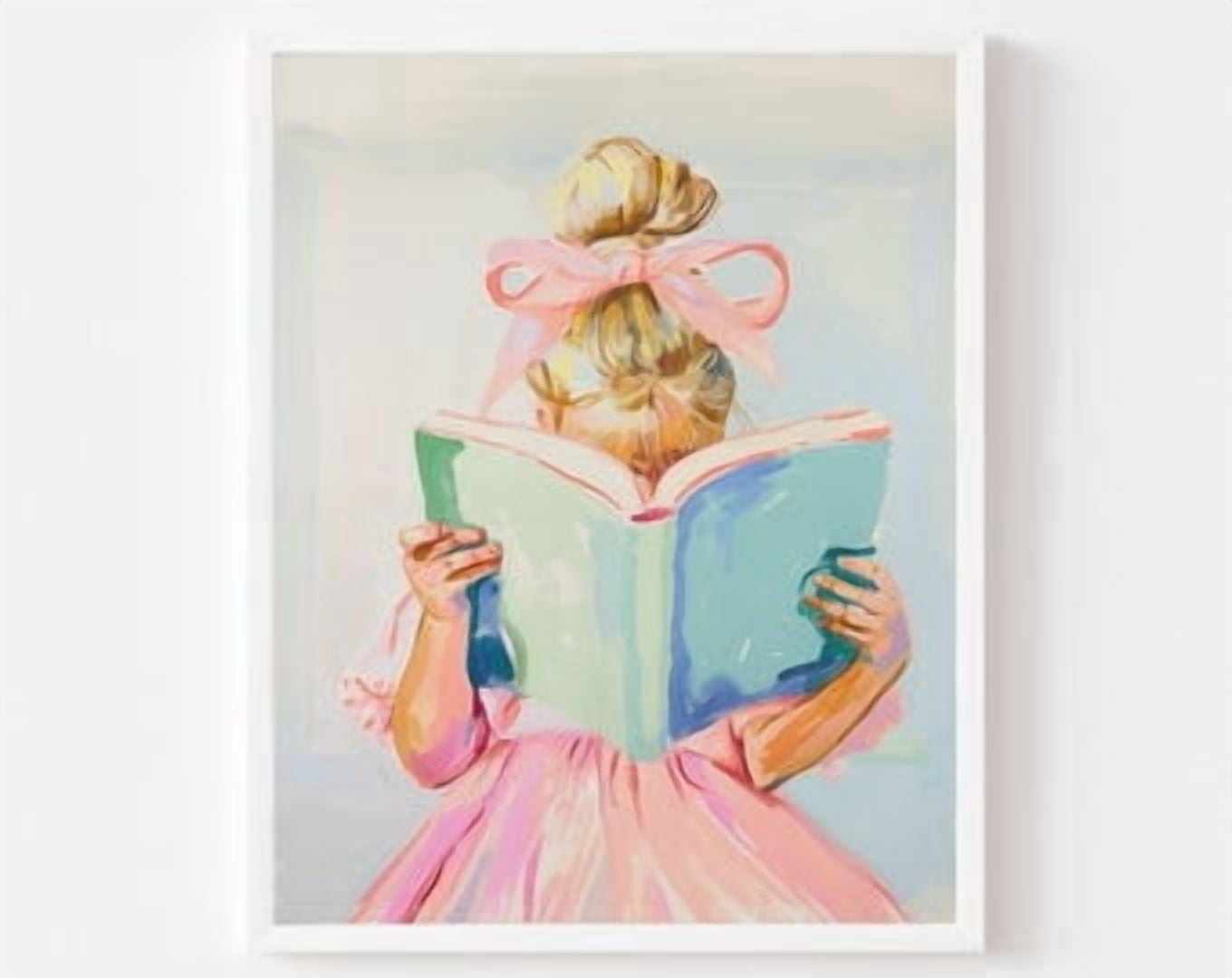 Kiloa Girl Reading Pastel Painting Kids Room Art Poster, 24x36 Poster ...