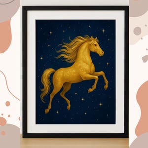 Kiloa Golden Horse Poster • Year of the Horse 2026 • Fantasy Wall Art ...