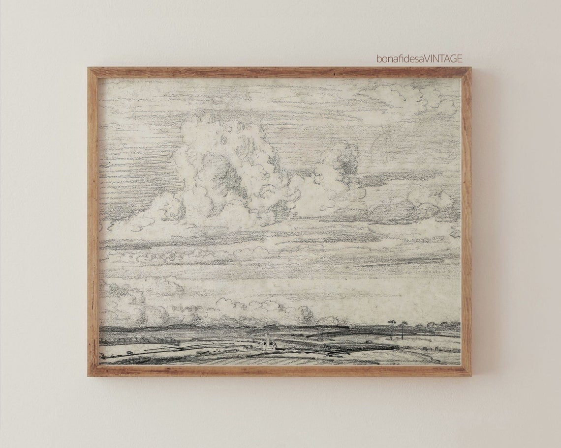 Kiloa Graphite Cloudy Landscape Vintage Victorian Light Academia Wall ...