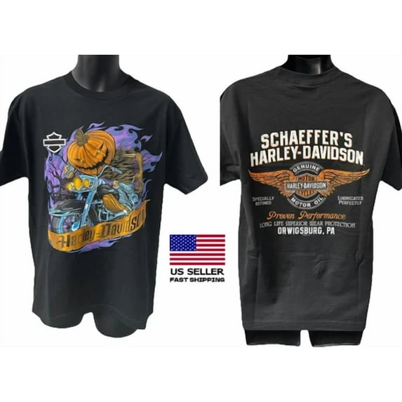 Kiloa Halloween Harl*y Davidson Men's Pumpkin Ride Short Sleeve T-Shirt ...