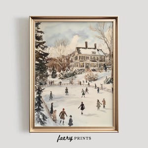 Kiloa Ice Skating Print , Winter Wonderland Wall Art , Cozy Winter ...