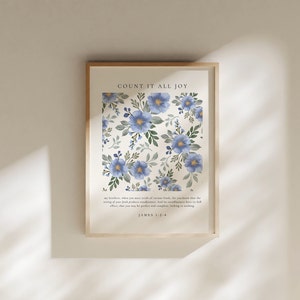 Kiloa James 1:2-4, Count It All Joy Bible Verse Print, Christian Wall ...