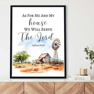 Kiloa Joshua 24:15 As For Me And My House Printable Wall Art, Christian ...