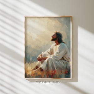 Kiloa Joyful Christ Smiling Face Printable Bible Poster Jesus Portrait ...