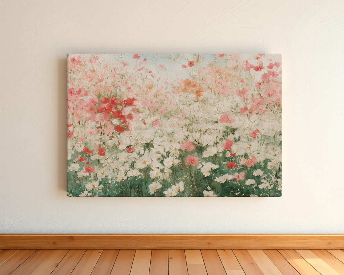 Kiloa Pastel Wildflower Meadow Cottagecore Wall Art Poster, 8x12 ...