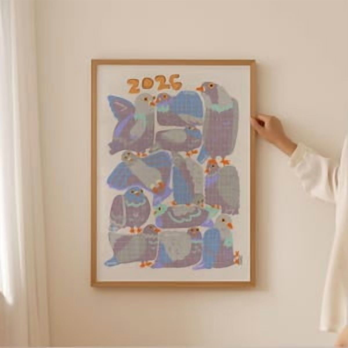 Kiloa Pigeon 2026 Year Planner, Fun Vertical Calendar Print Creative ...
