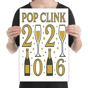 Kiloa Pop Clink 2026 Poster - New Years Eve Champagne Numeral Art ...