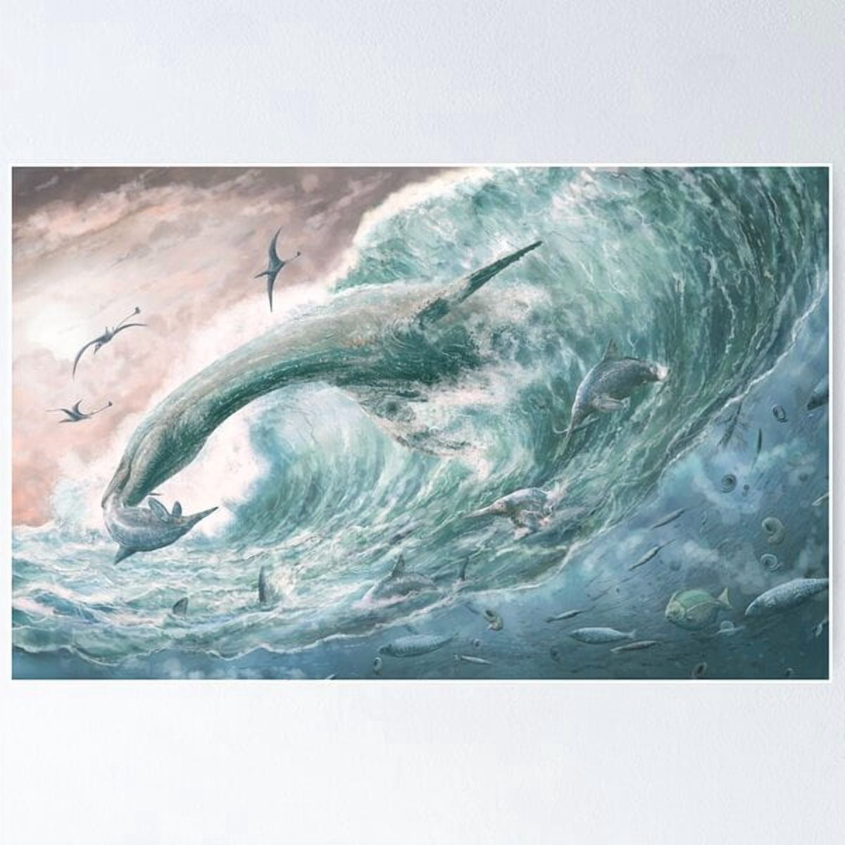 Kiloa Prehistoric Marine Life Illustration Poster, 8x12 UNFRAMED ...