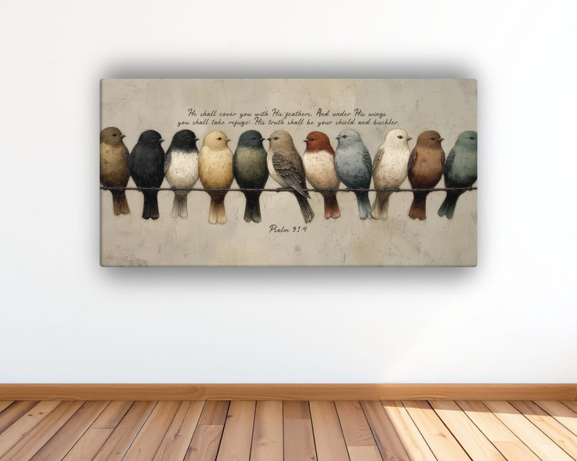 Kiloa Psalm 91:4 Poster Christian Scripture Bird Wall Art, 24x36 ...