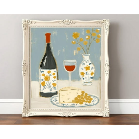 Kiloa Red Wine And Cheese Kitchen Wall Art Poster, 12x18 UNFRAMED ...