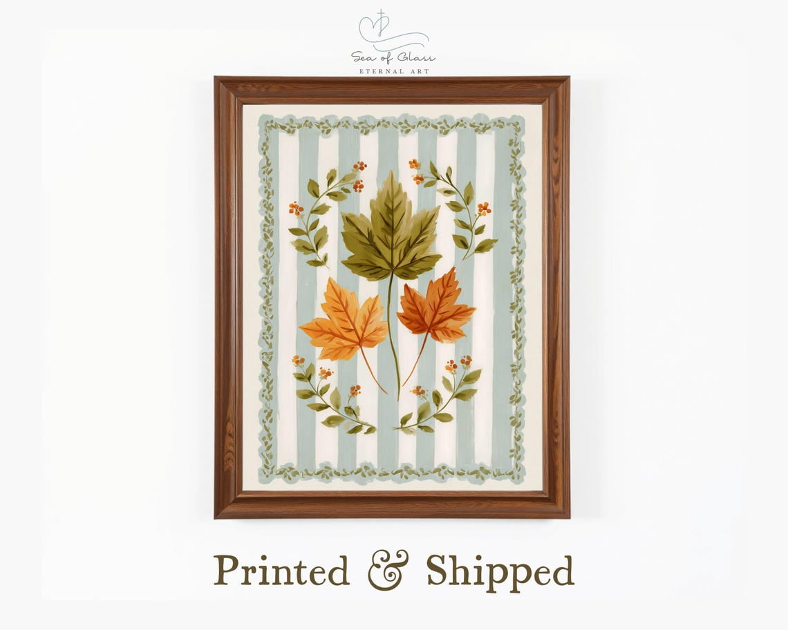 Kiloa Retro Fall Leaf Cottagecore Wall Art Poster, 16x24 UNFRAMED ...