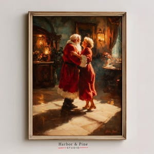 Kiloa Santa and Mrs. Claus Dancing, Vintage Festive Print, Cozy Winter ...