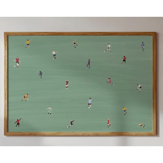 Kiloa Tiny Soccer Players Minimalist Sports Wall Art Poster, 8x12 ...