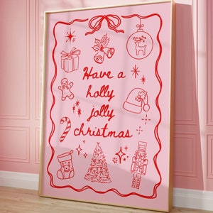 Kiloa Trendy Festive Print, Have a Holly Jolly Festive Wall Art, Winter ...