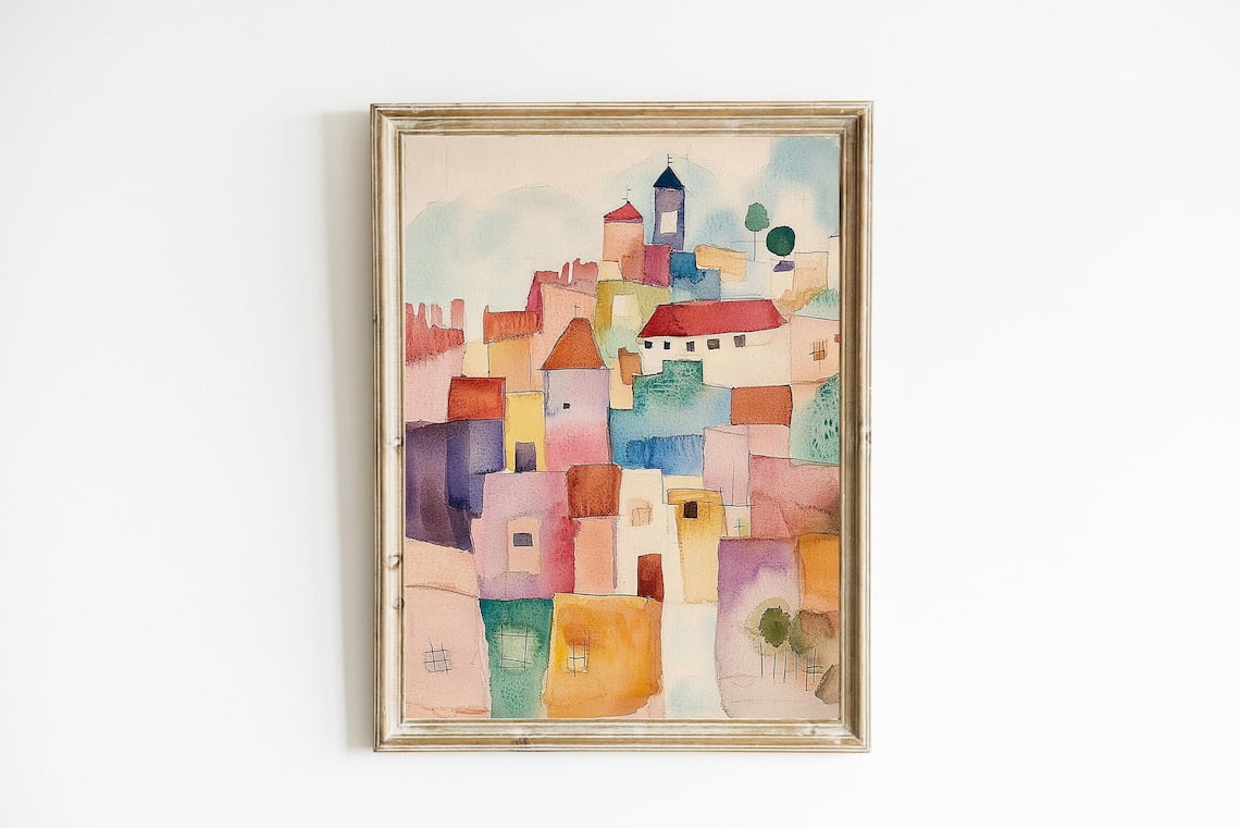 Kiloa Vintage Abstract Cityscape Poster Boho Modern Wall Art, 24x36 ...