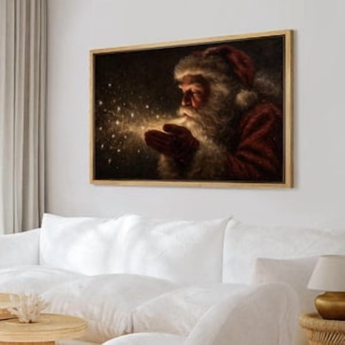 Kiloa Vintage Santa Claus Print, Magical Festive Portrait Art, Living ...