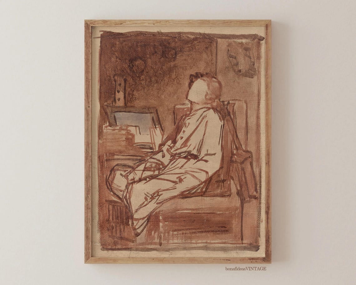 Kiloa Vintage Seated Figure Study Sketch Wall Art Poster, 16x24 ...