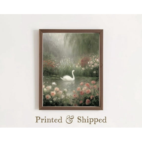 Kiloa White Swan Poster Vintage Impressionist Cottagecore Wall Art ...