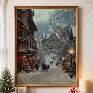 Kiloa Winter Festive Town Poster – Cozy Winter Wall Art Print, Festive ...