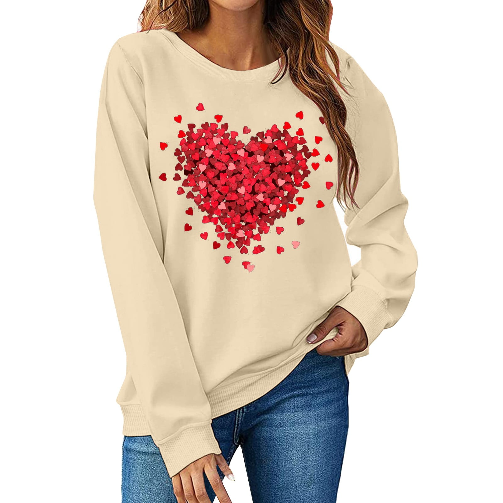 Kilougeis Womens Valentine's Day Graphic Tees Long Sleeve Crewneck ...