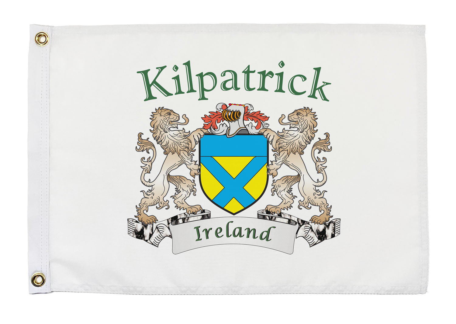 Kilpatrick Irish Coat of Arms Small White Flag - 16"x10.5" inches ...