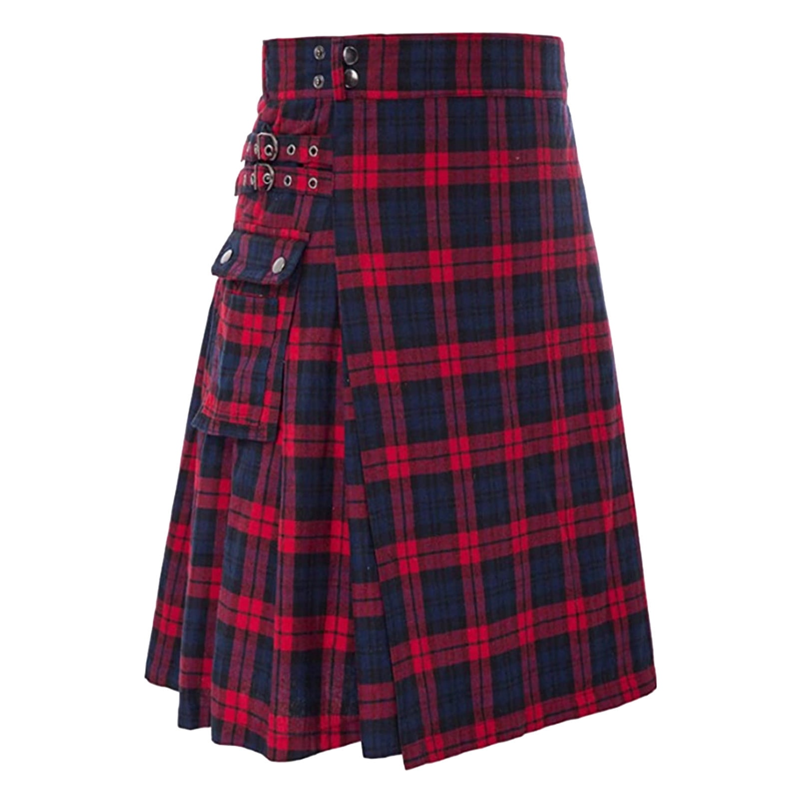 Kilt For Men Men's Skirts Mens Fashion Scottish Plaid Contrast Color Pocket Pleated Skirt Plus ...